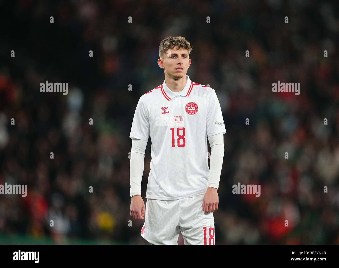 March 23 2025: Jesper Lindstrom of Denmark looks on during a UEFA ...