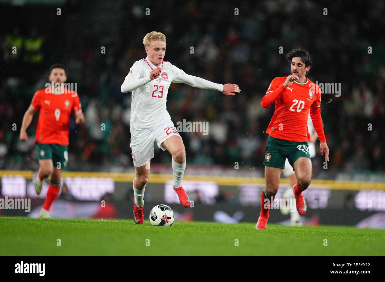 March 23 2025: Victor Froholdt of Denmark controls the ball during a ...