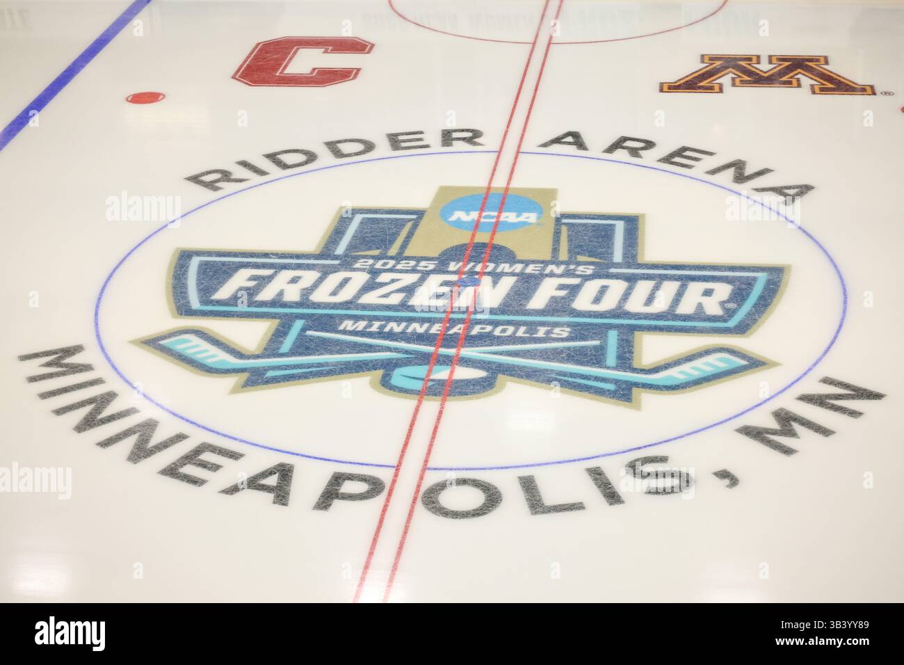 March 23rd, 2025: a general view of the Frozen Four logo on the ice ...
