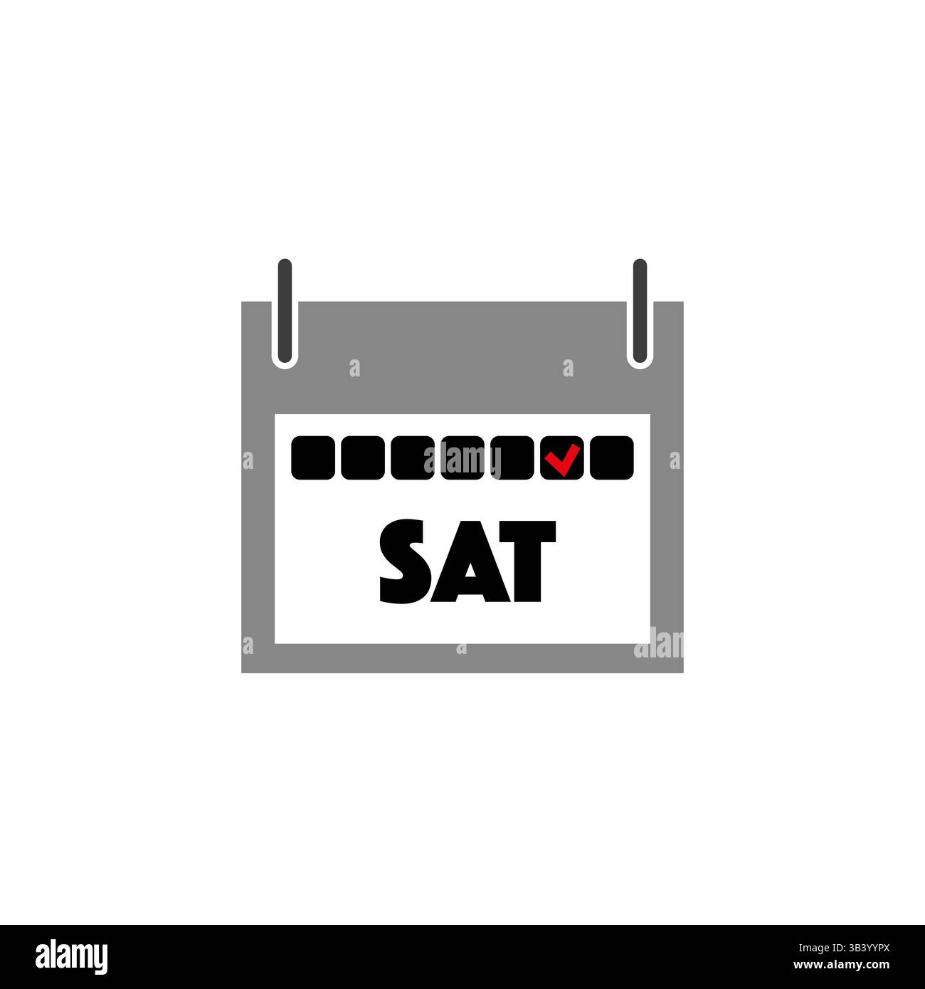 Saturday calendar icon. Sat label vector. Red checkbox shape. End week ...