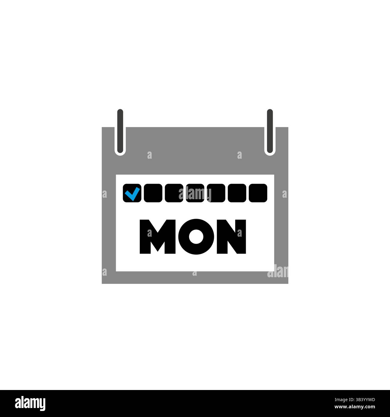 Monday calendar icon. Start week symbol. Mon label vector. Blue ...