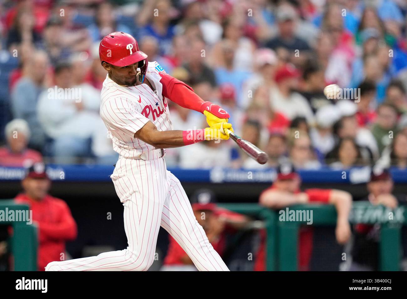 Philadelphia Phillies' Johan Rojas hits a home run against Washington ...