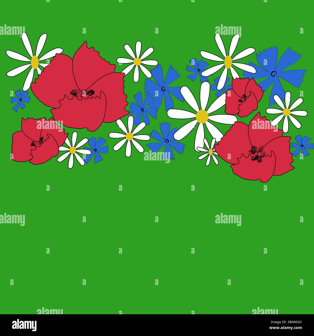 Poppy daisy field vibrant Stock Vector Images - Alamy