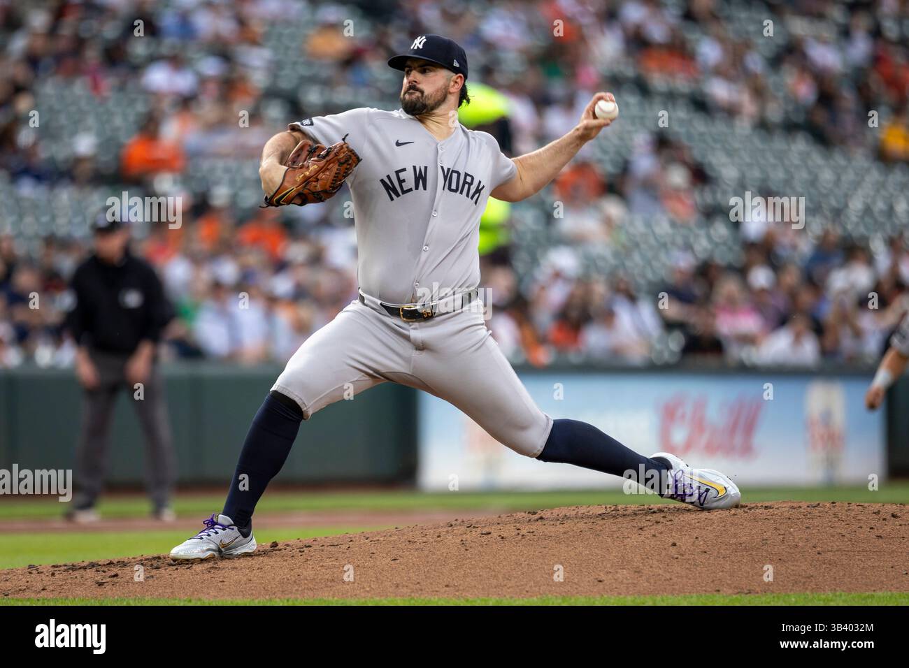 BALTIMORE, MD - APRIL 29: New York Yankees pitcher Carlos Rodón (55 ...