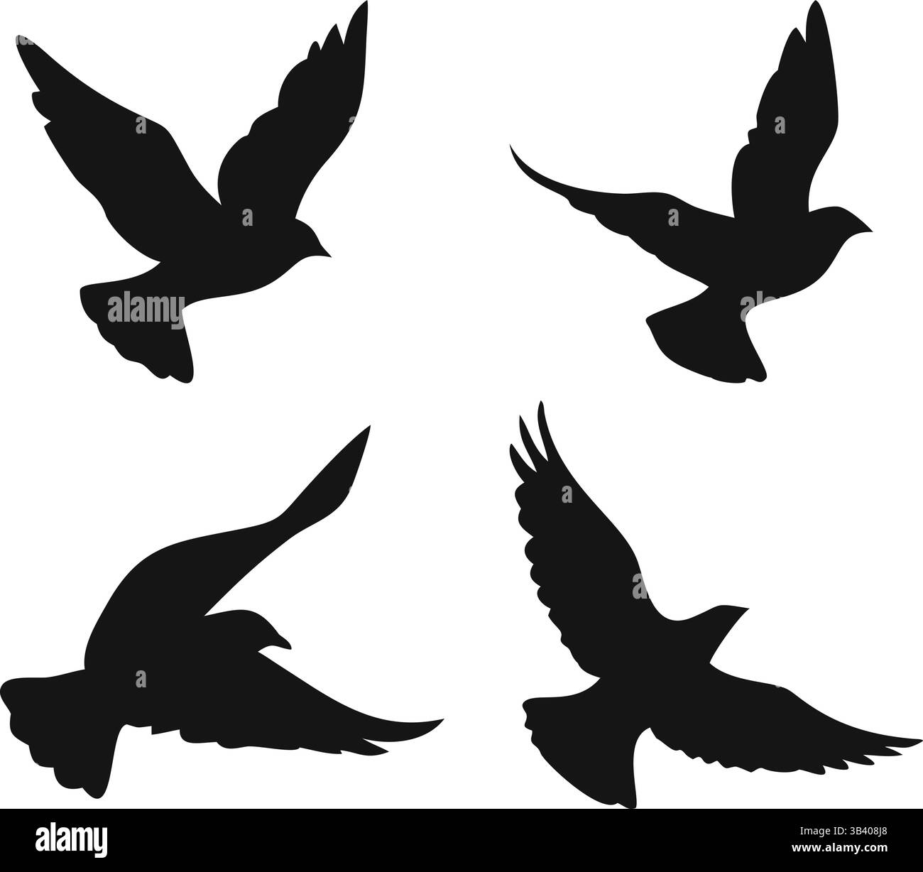 Four birds in flight Stock Vector Images - Alamy