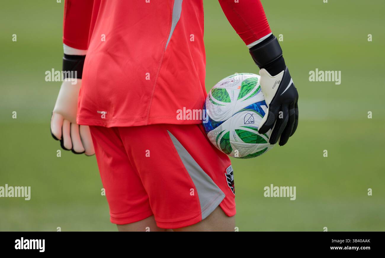 Goalkeeper Kim Jun-hong of D.C. United holds the ball during the MLS ...