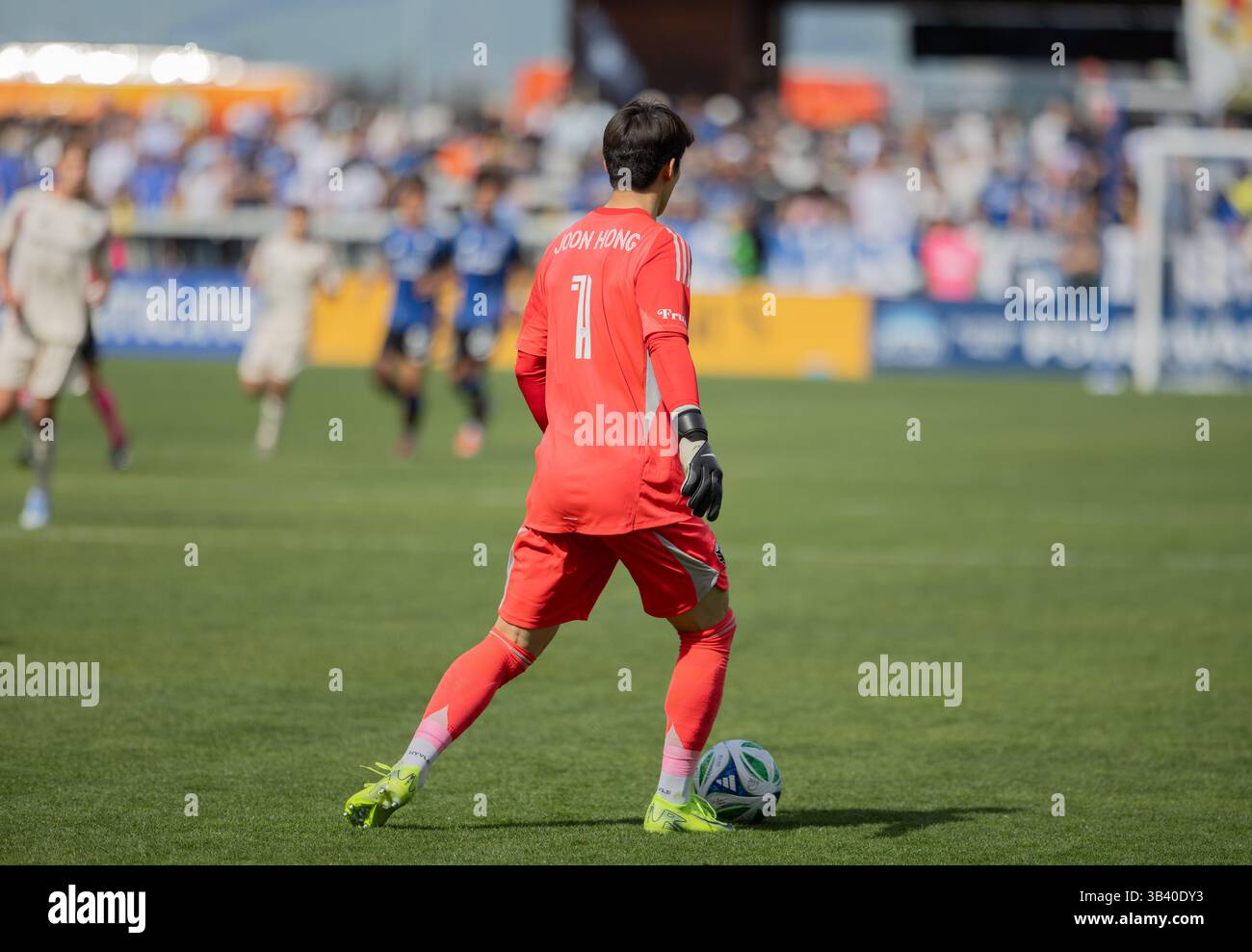 Goalkeeper Kim Jun-hong of D.C. United controls the ball during the MLS ...