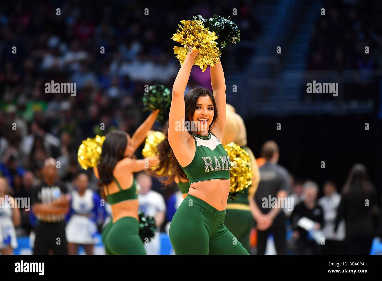 The Second Round. 21st Mar, 2025. A Colorado State cheerleader performs ...