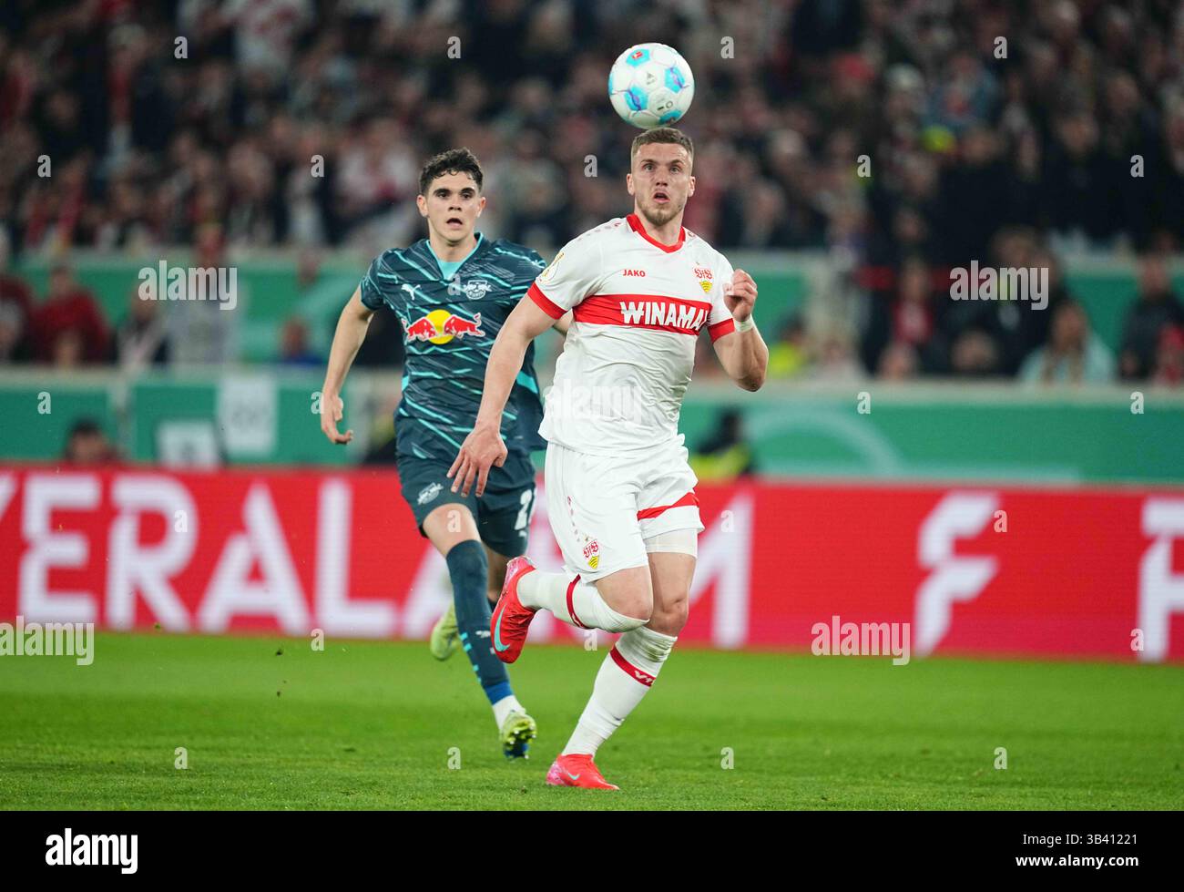 MHP Arena, Stuttgart, Germany. 02nd Apr, 2025. Ermedin Demirovic of VfB Stuttgart controls the ...