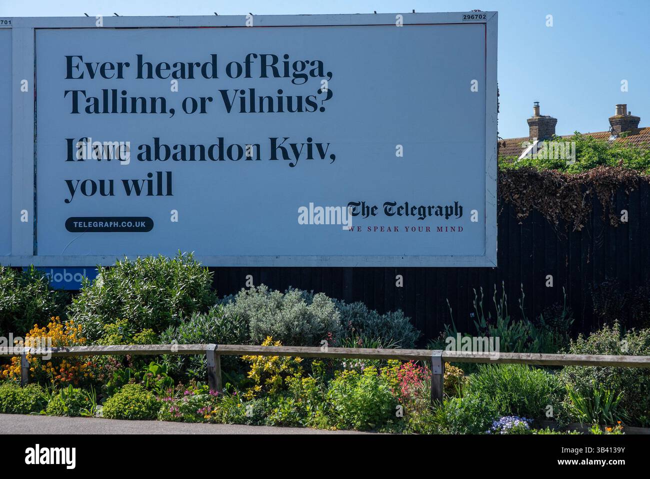 Birchington, UK. 29th Apr, 2025. The Telegraph campaign poster is seen ...