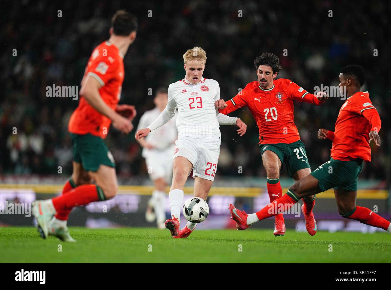 March 23 2025: Victor Froholdt of Denmark controls the ball during a ...