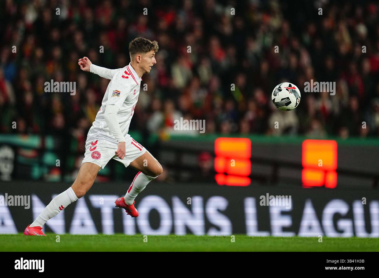March 23 2025: Jesper Lindstrom of Denmark controls the ball during a ...