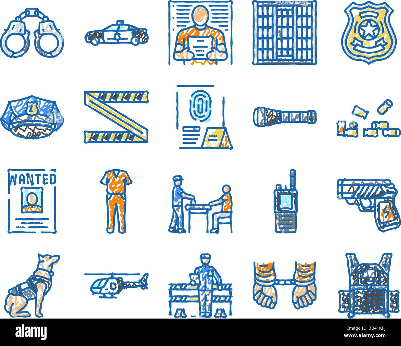 crime scene police evidence icons hand drawn Stock Vector Image & Art ...