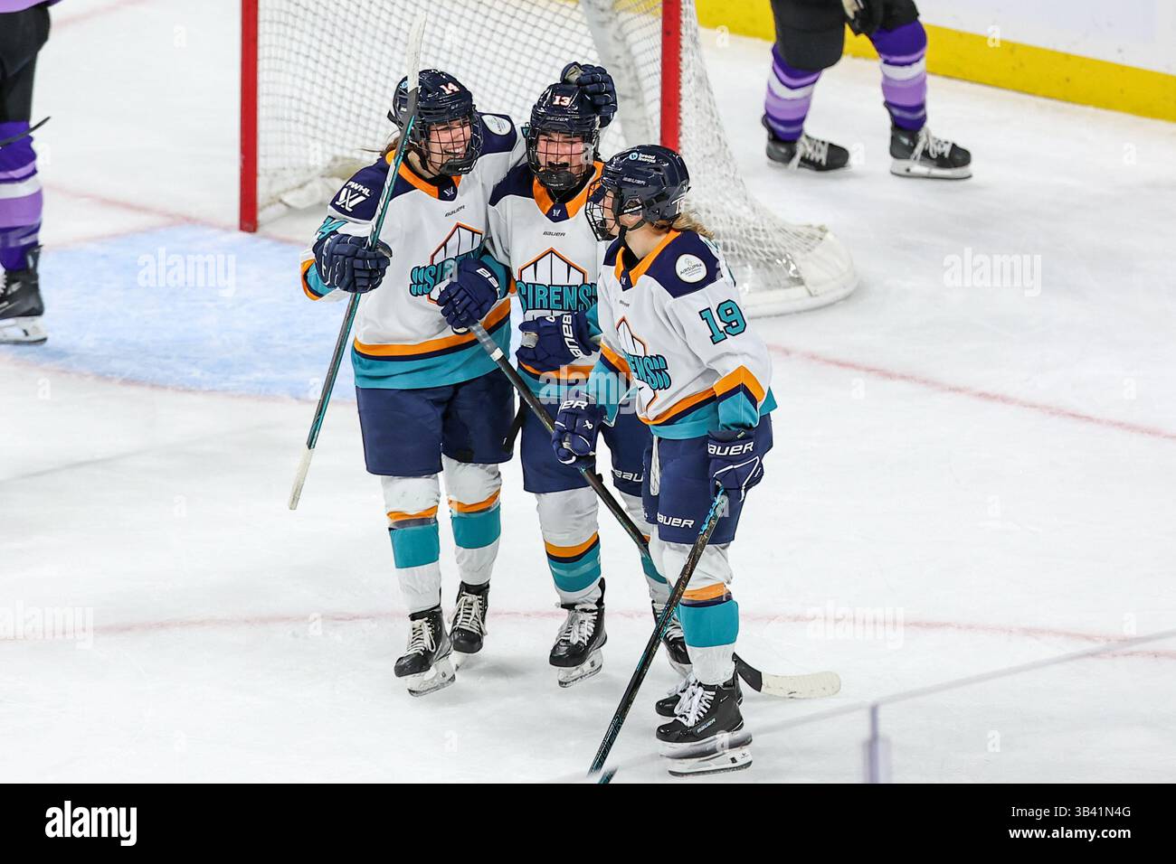 April 27th, 2025: New York Sirens forward Paetyn Levis (19) celebrates ...