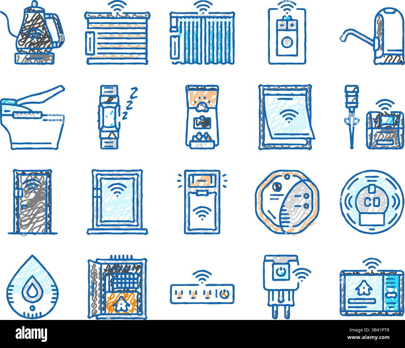 home smart technology control icons hand drawn Stock Vector Image & Art ...