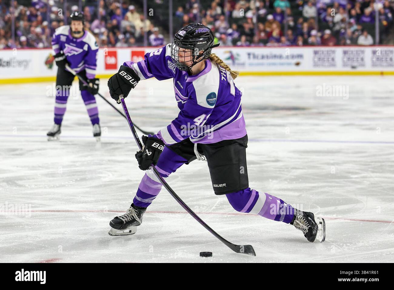 April 27th, 2025: Minnesota Frost defender Claire Thompson (42) takes a ...