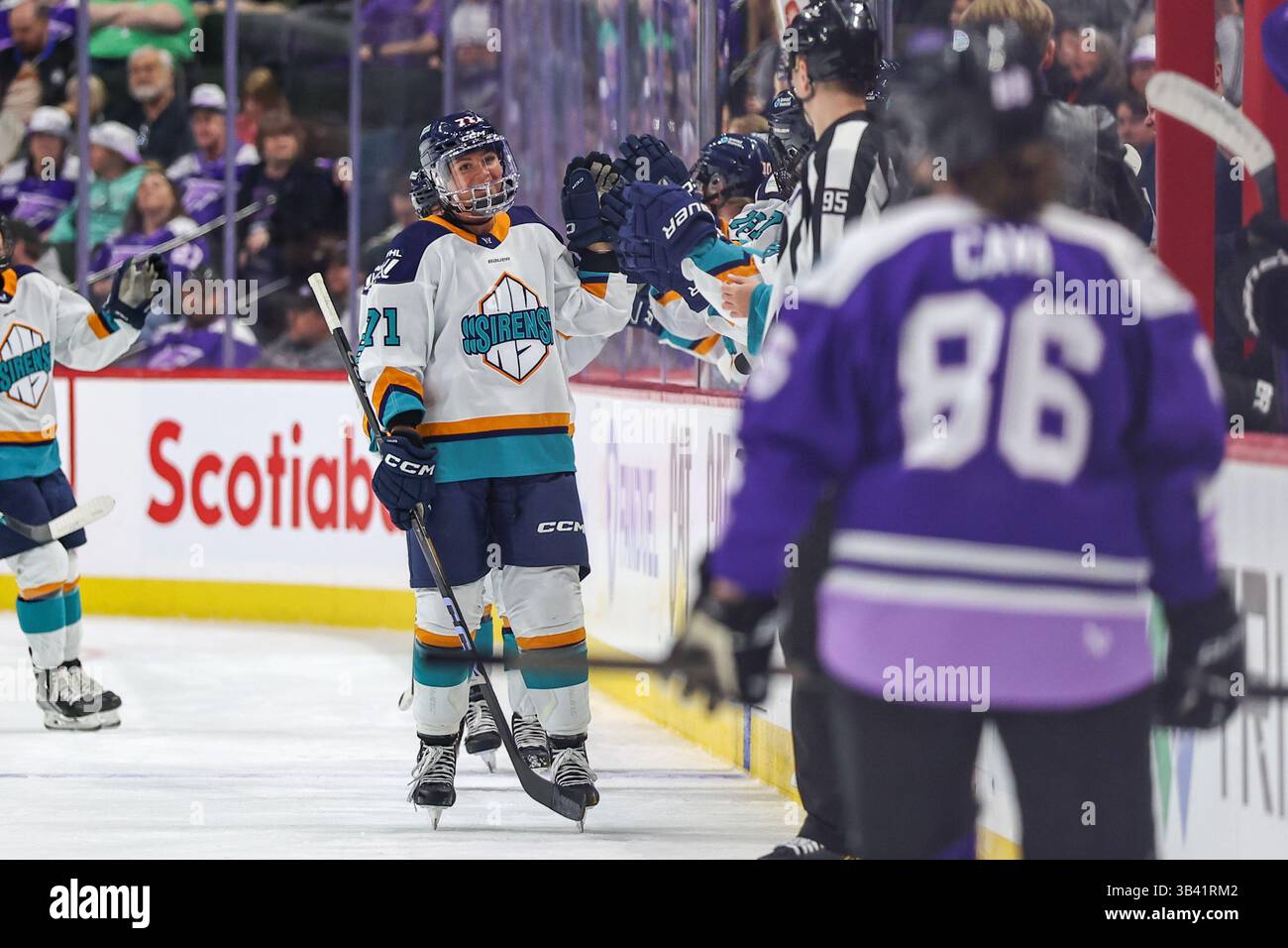 April 27th, 2025: New York Sirens forward Taylor Girard (71) celebrates ...