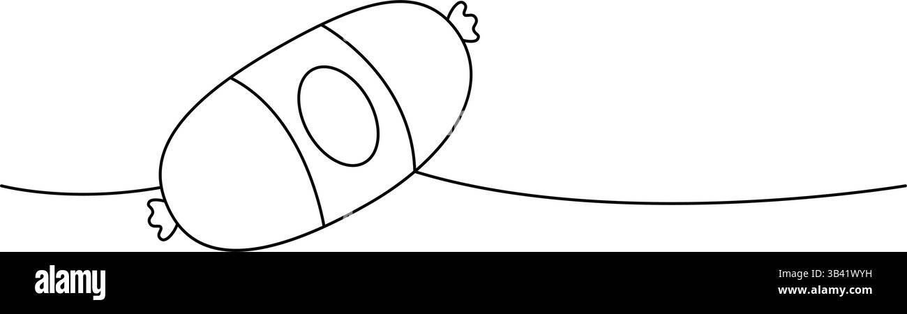 Doctors sausage one line continuous drawing. Fresh raw sausages. Vector ...