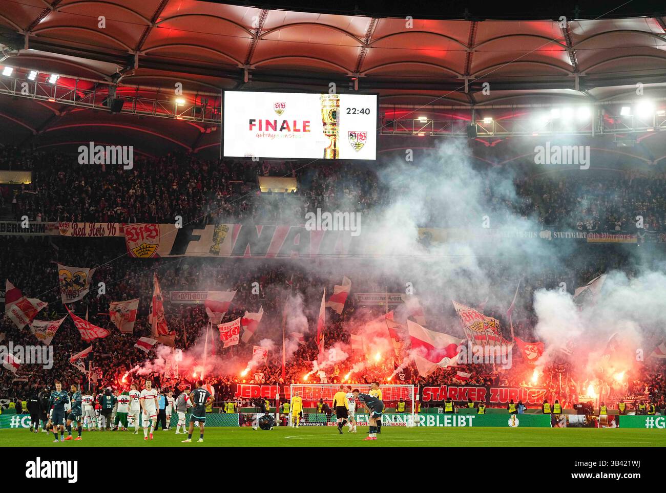 Stuttgart, Germany. 02nd Apr, 2025. April 02 2025: VfB Stuttgart fans during a DFB Pokal Semi ...