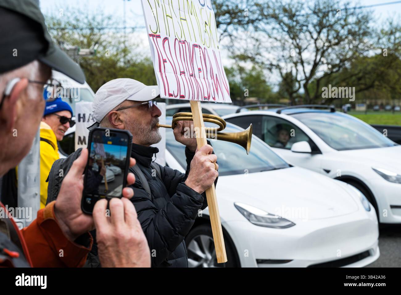 Seattle, USA. Apr 29th 2025. Just after 4:30pm Activists gather at the ...