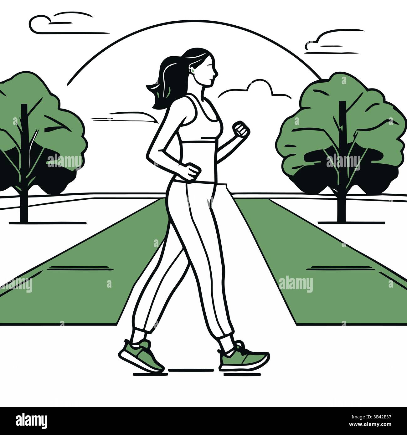 Woman running park Cut Out Stock Images & Pictures - Alamy