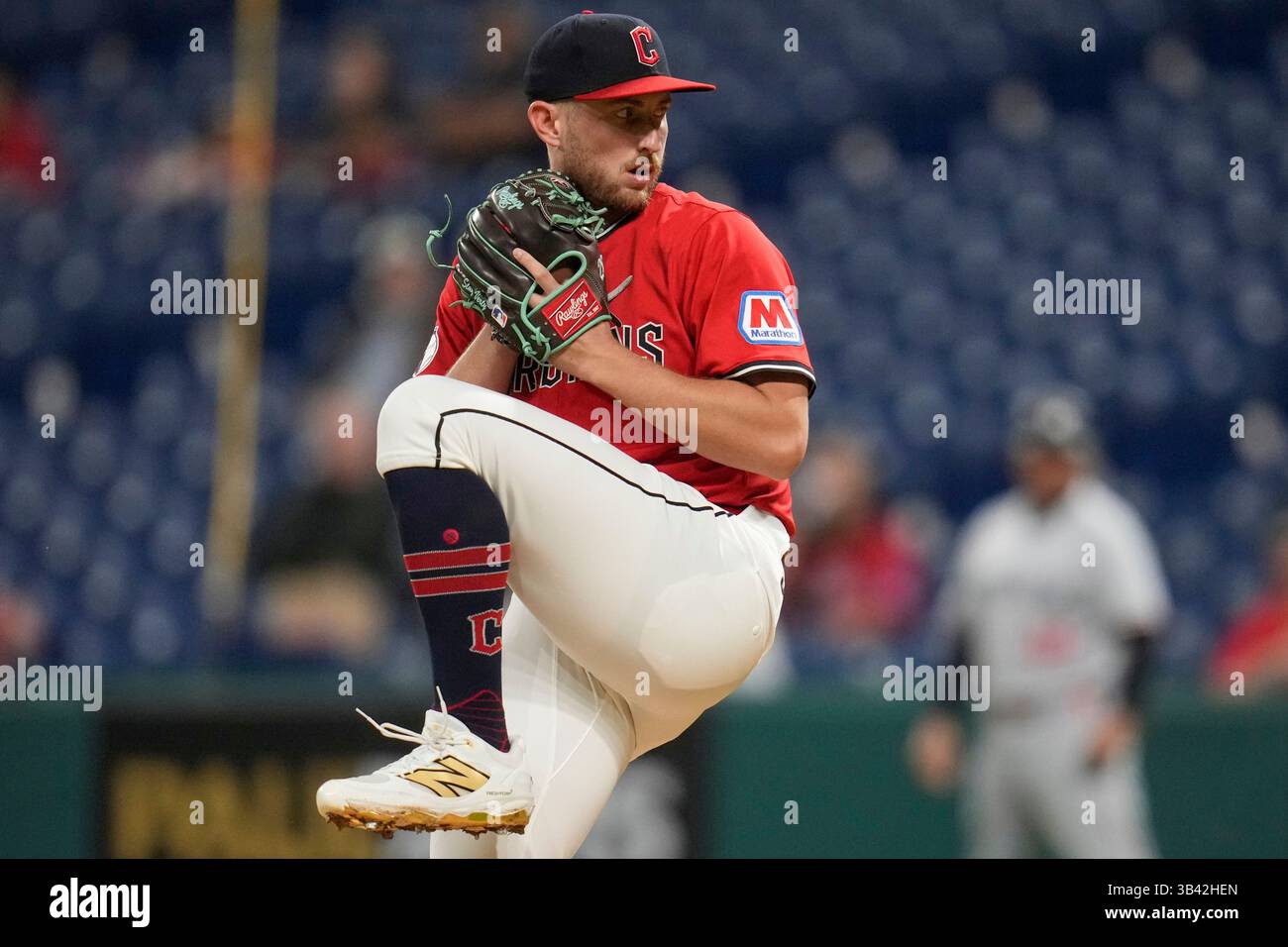 Cleveland Guardians' Tanner Bibee pitches in the first inning of a ...