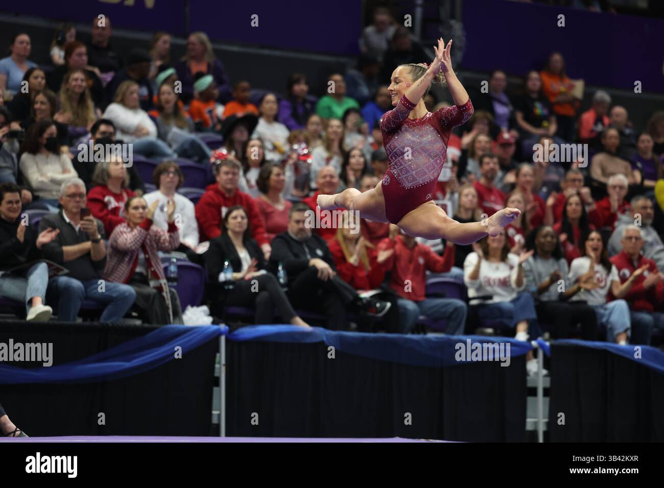 April 4, 2025: Gymnast Audrey Davis of Oklahoma University during the ...