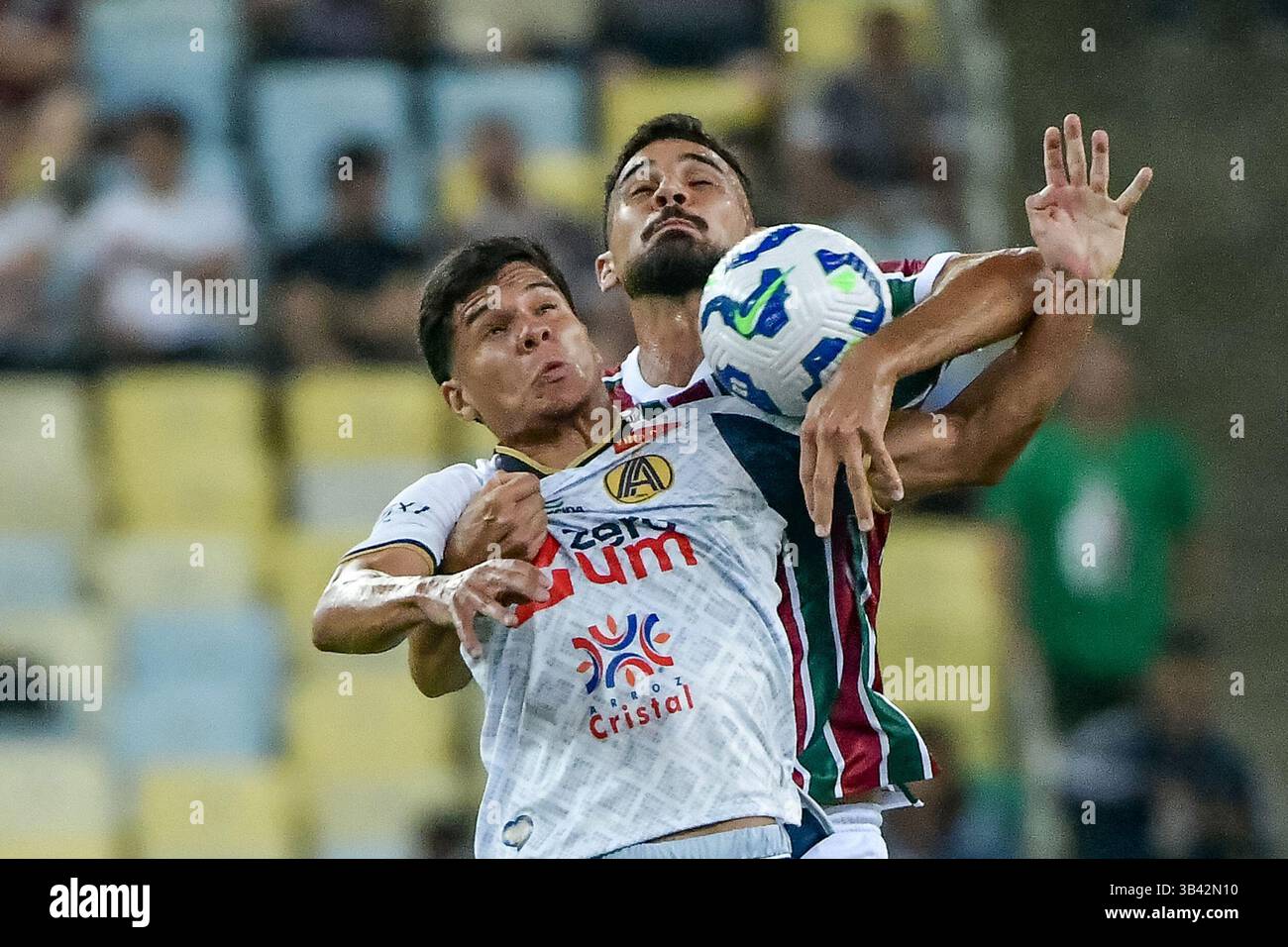 Rio de Janeiro, Brazil. 29th Apr, 2025. Ignacio of Fluminense battles ...