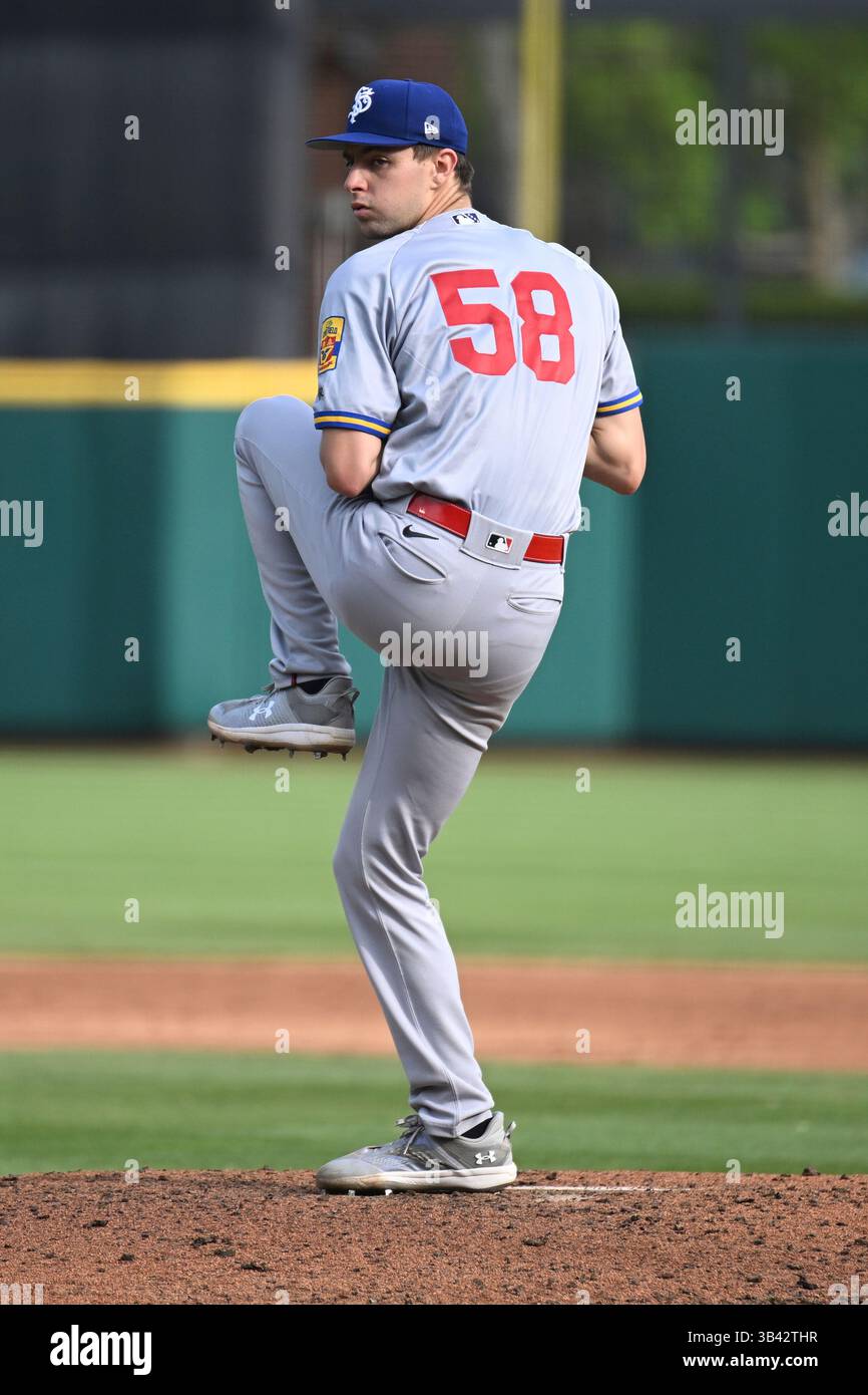 April 29, 2025: St. Paul Saints pitcher David Festa (58) pitches ...