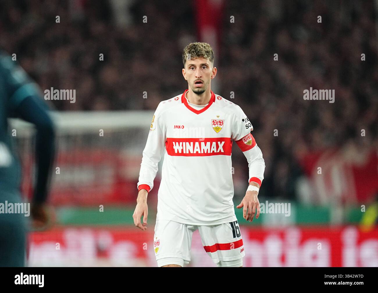 Stuttgart, Germany. 02nd Apr, 2025. April 02 2025: Atakan Karazor of VfB Stuttgart looks on ...