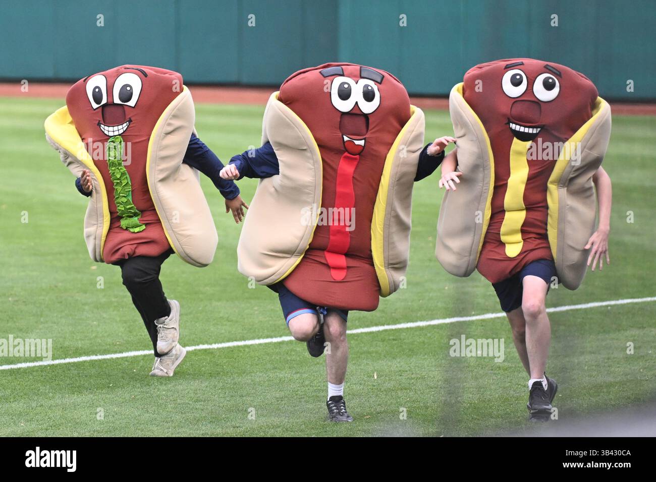 April 29, 2025: Relish, Ketchup, and Mustard during the hot dog race at ...
