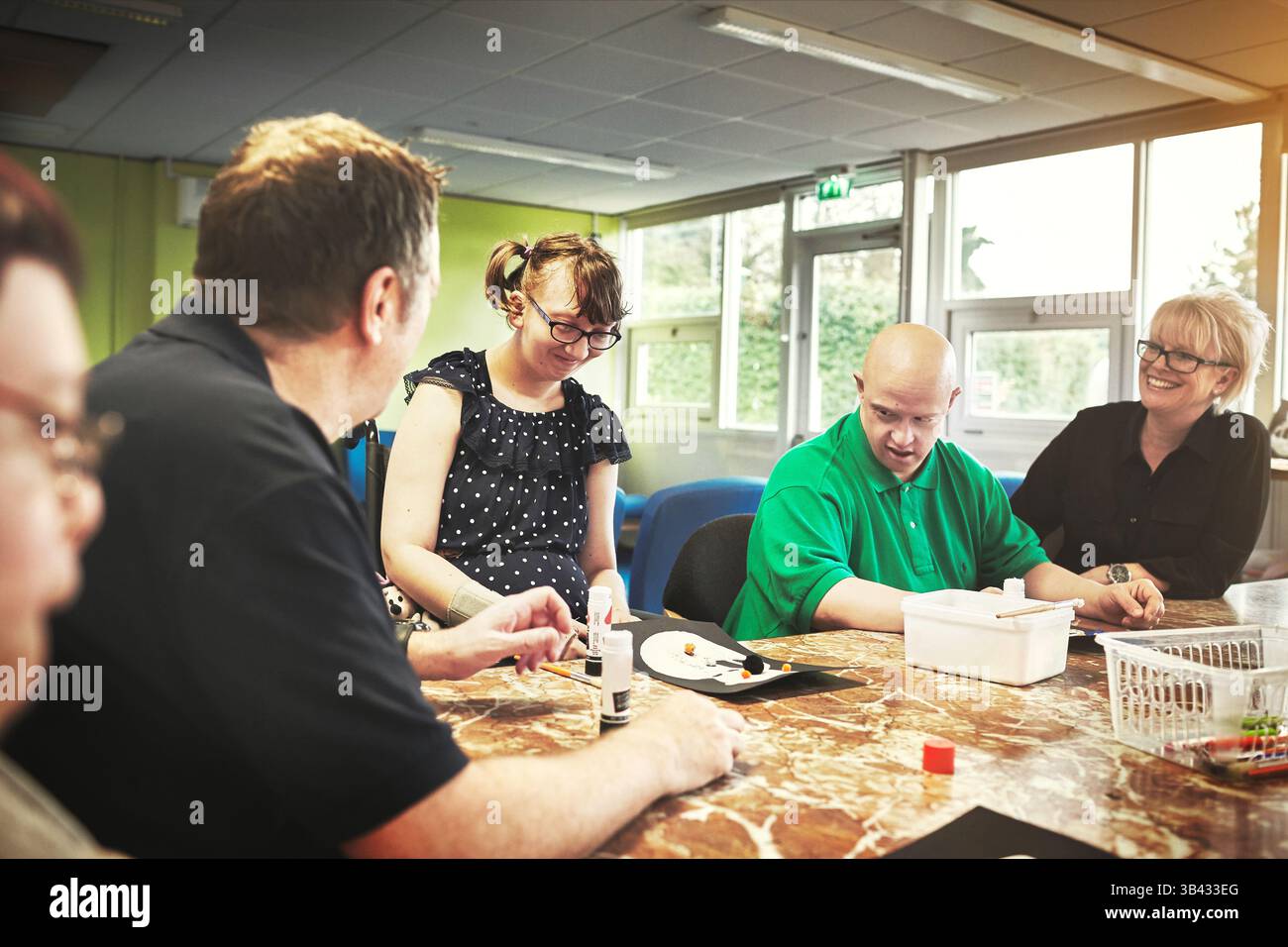 Disability people, autism and creative art in classroom, learning study ...