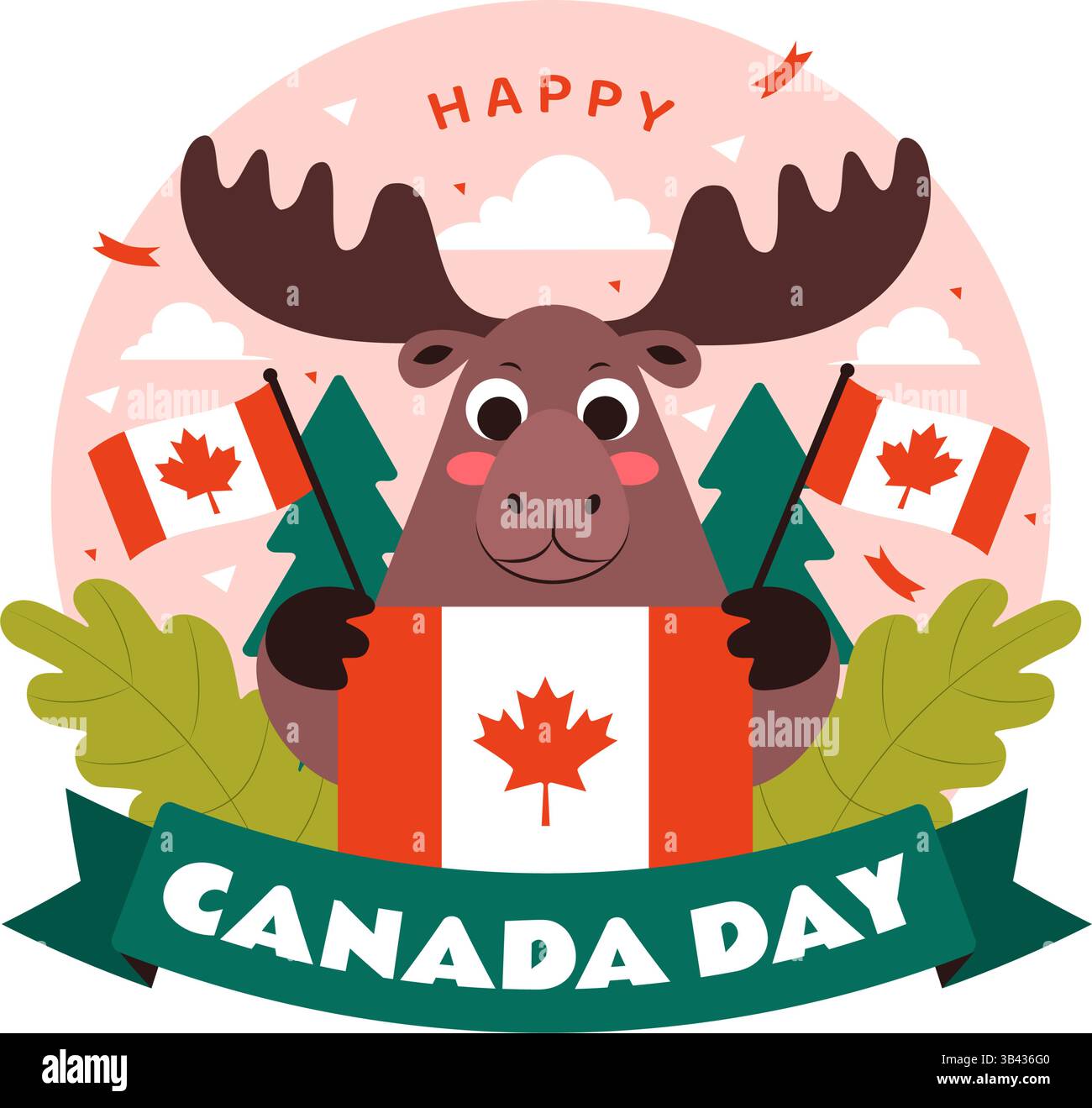 Happy Canada Day Vector Illustration Celebrating July 1st Featuring a ...