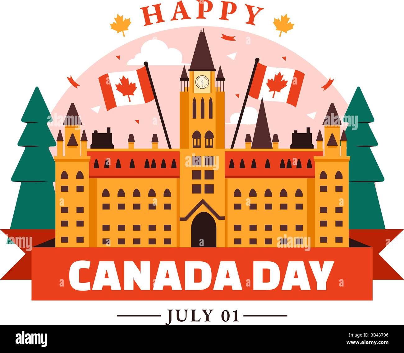 Happy Canada Day Vector Illustration Celebrating July 1st Featuring a ...