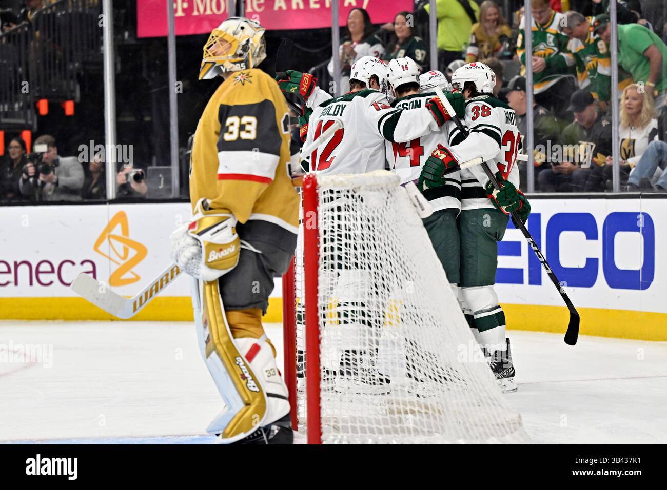 The Minnesota Wild celebrate a goal by left wing Kirill Kaprizov ...