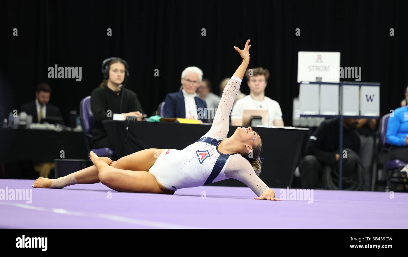 April 4, 2025: Gymnast Emma Strom of the University of Arizona during ...