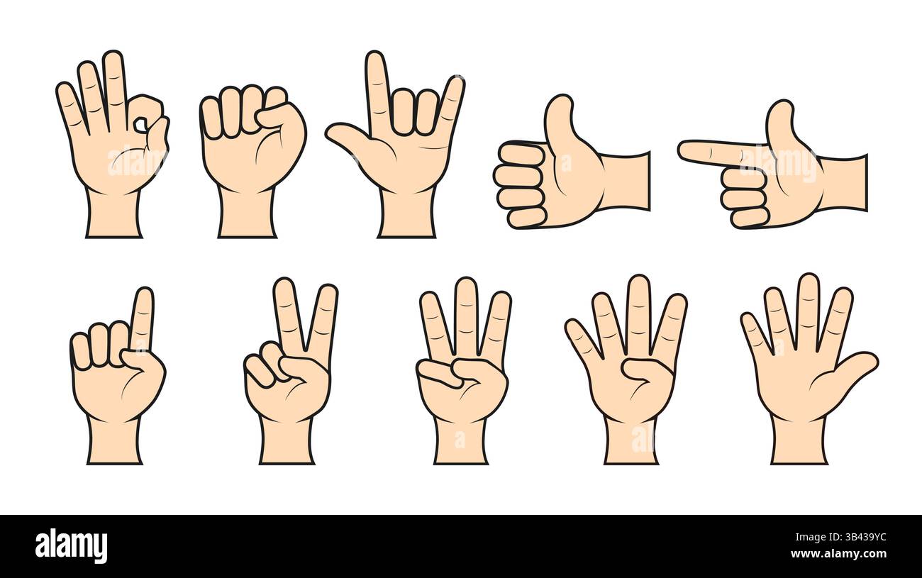Vector illustration of various hand gestures Stock Vector Image & Art - Alamy