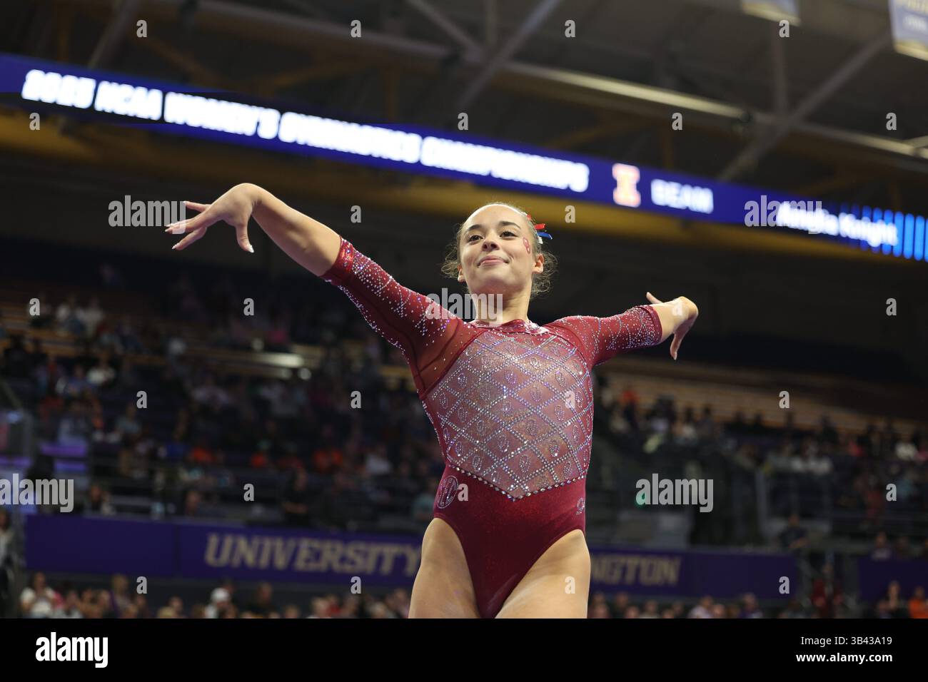 April 4, 2025: Gymnast Faith Torrez of Oklahoma University during the ...