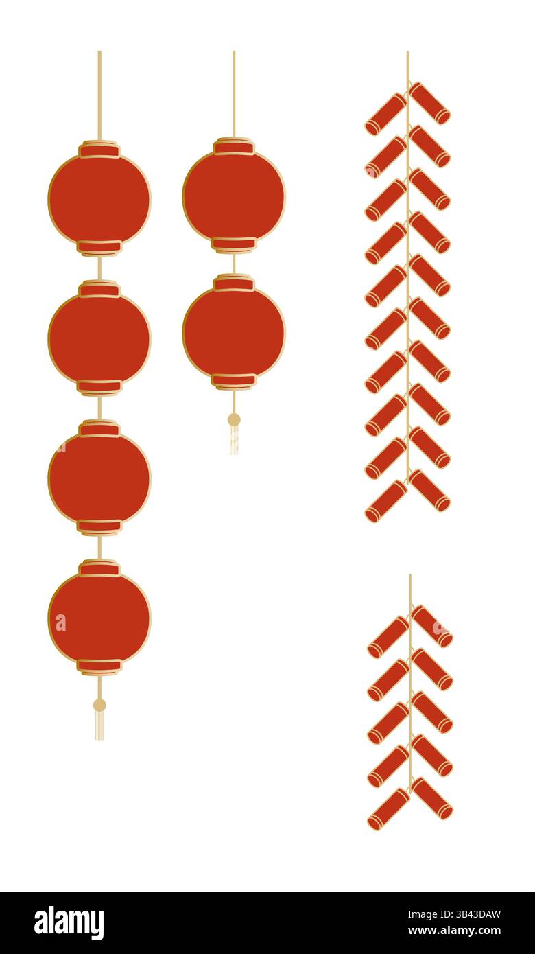 Vector pattern of traditional Chinese firecrackers and lanterns Stock ...