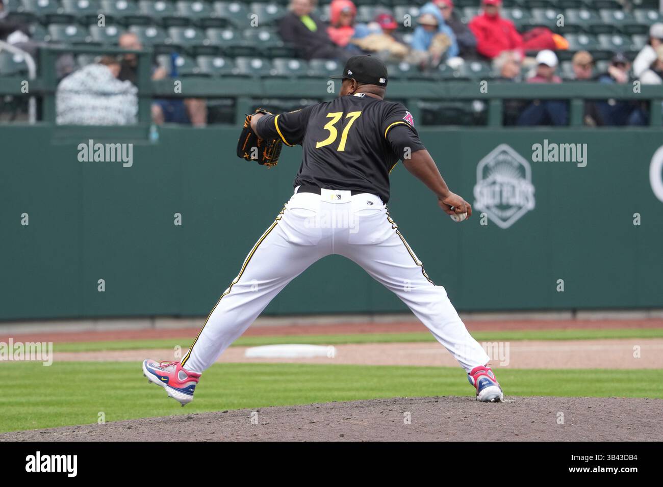 APRIL 27 2025: Salt Lake Bees pitcher Hector Neris (37) throws a pitch ...