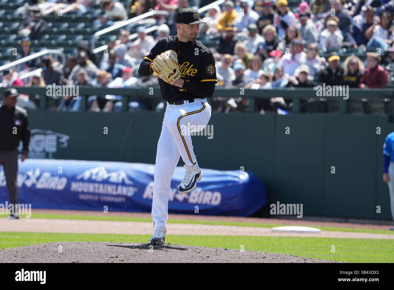 APRIL 27 2025: Salt Lake City pitcher Luke Murphy (33) throws a pitch ...