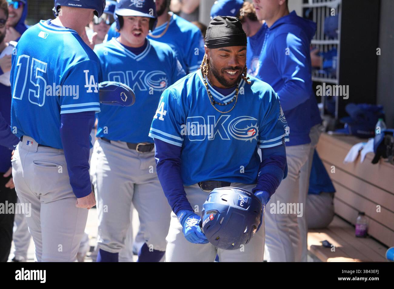 Salt Lake UT, USA. 27th Apr, 2025. Oklahoma City right fielder Justin ...