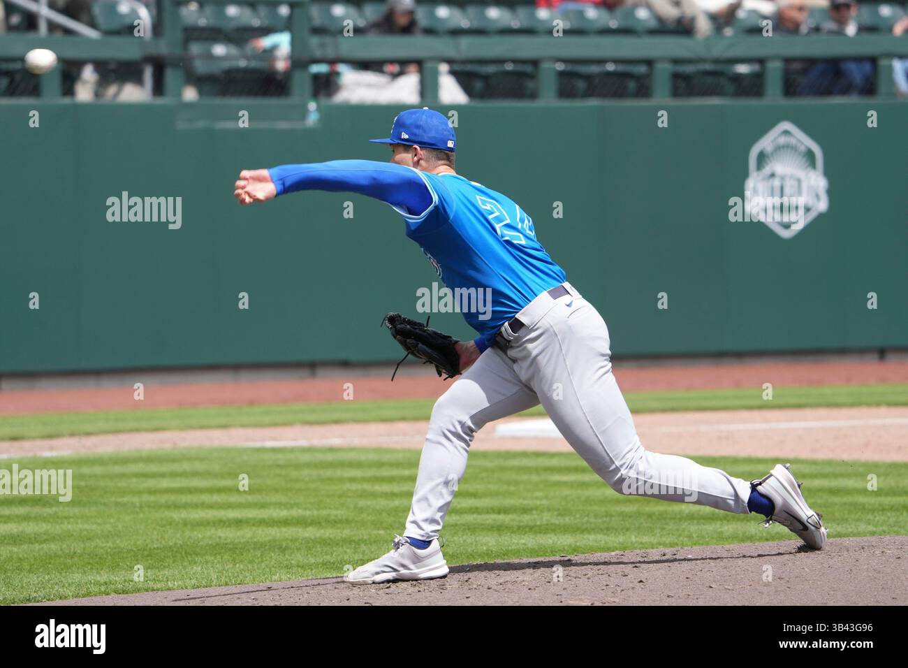 Salt Lake UT, USA. 27th Apr, 2025. Oklahoma City pitcher Ben Harris (24 ...