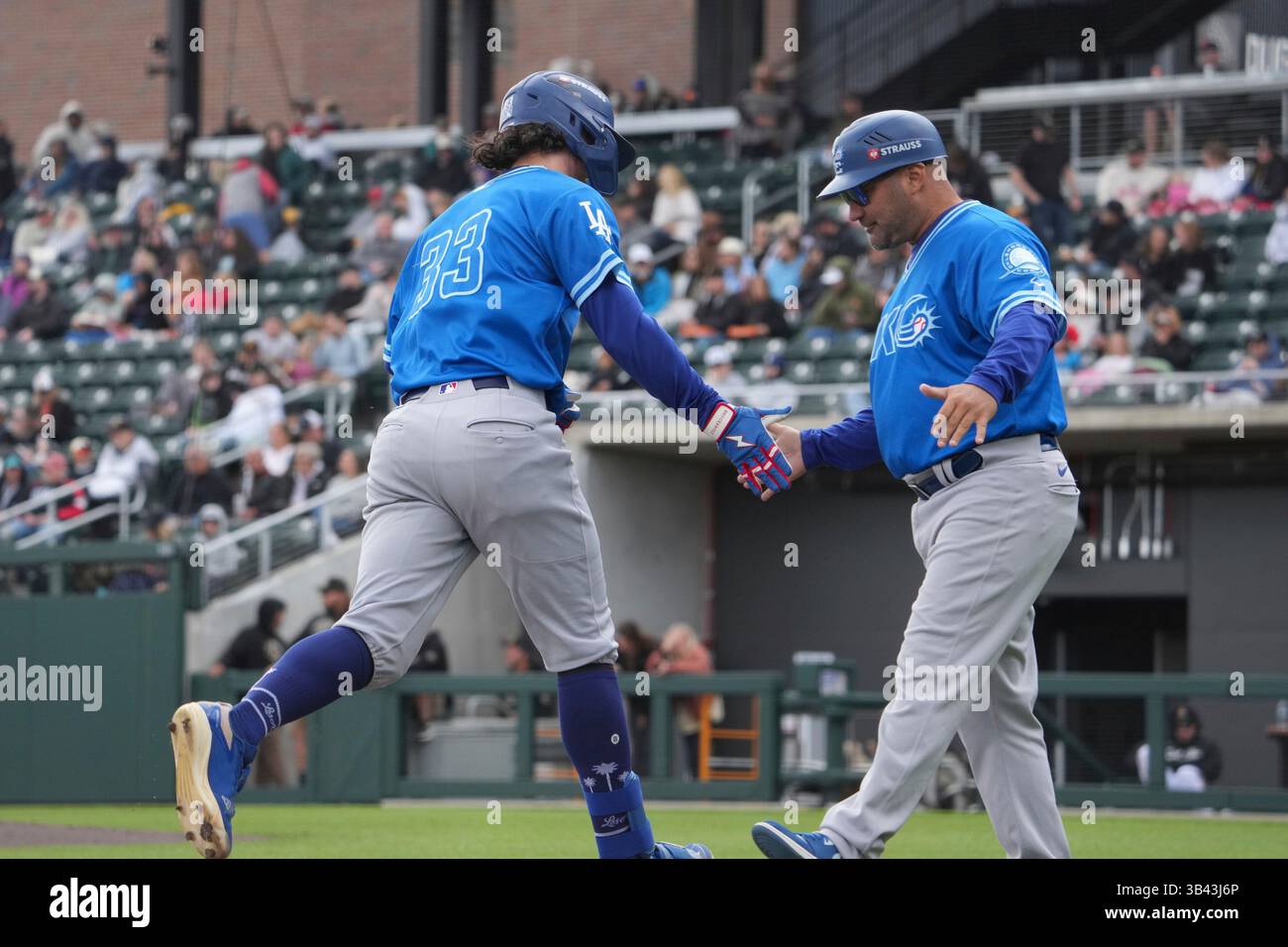 APRIL 27 2025: Oklahoma City center fielder James Outman (33) hits a ...