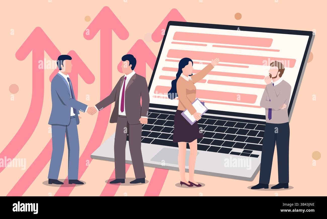 Vector concept illustration of company manager introducing investment ...