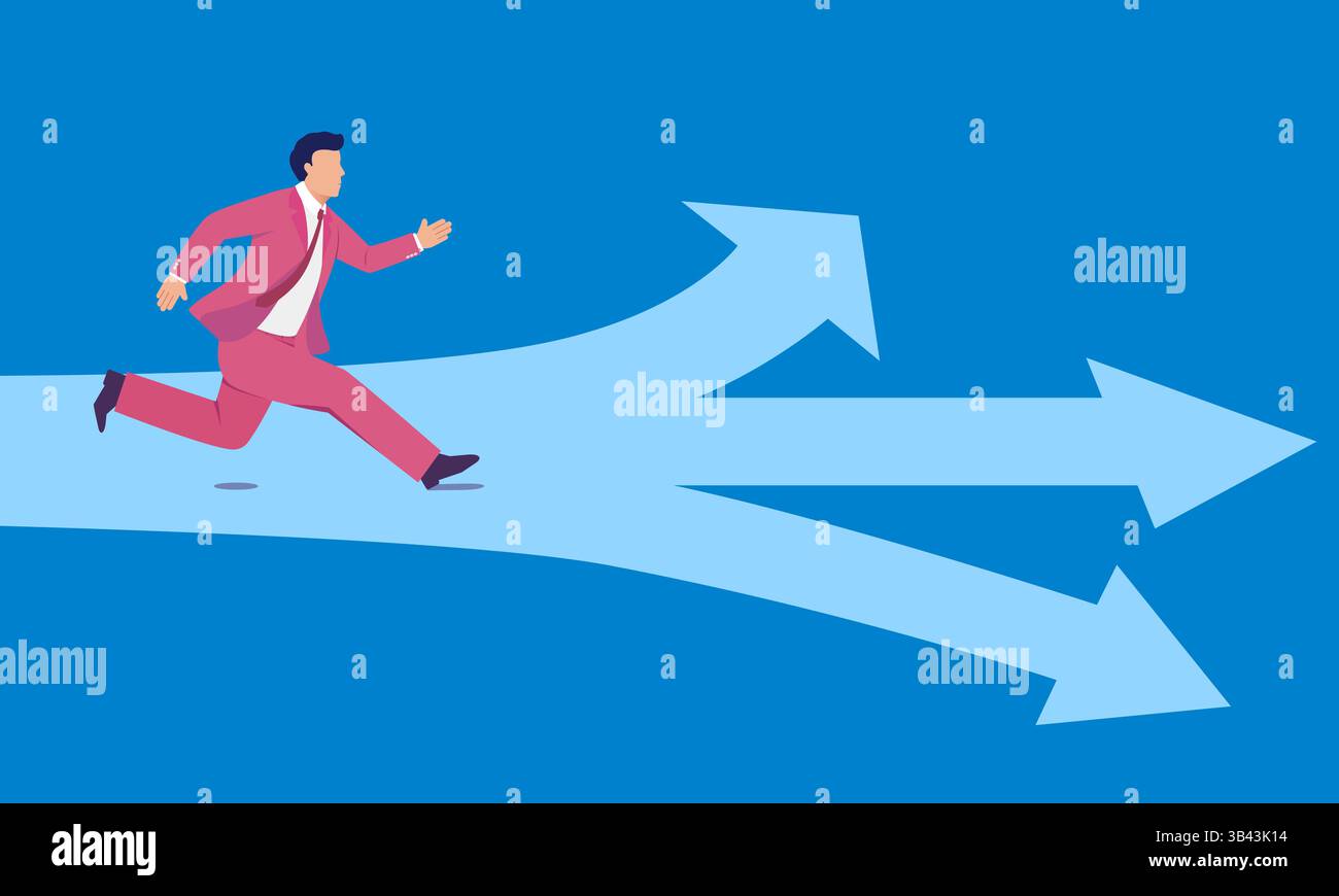 Vector concept illustration of man choosing the direction to go Stock ...