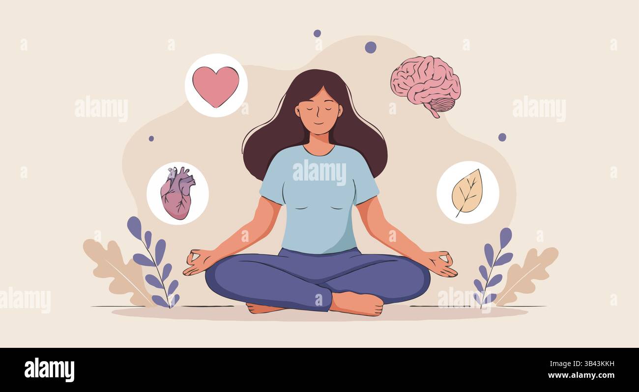 Holistic Wellness Vector Illustration: Mind, Body, and Spirit Harmony ...
