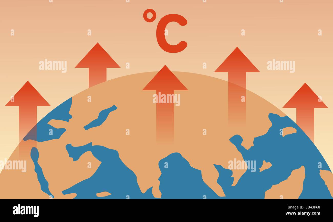 Vector concept illustration of environmental problem global temperature ...