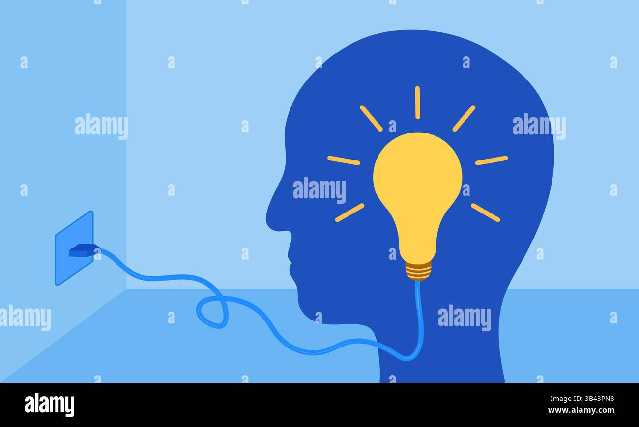 Vector concept illustration of brain charging Stock Vector Image & Art ...