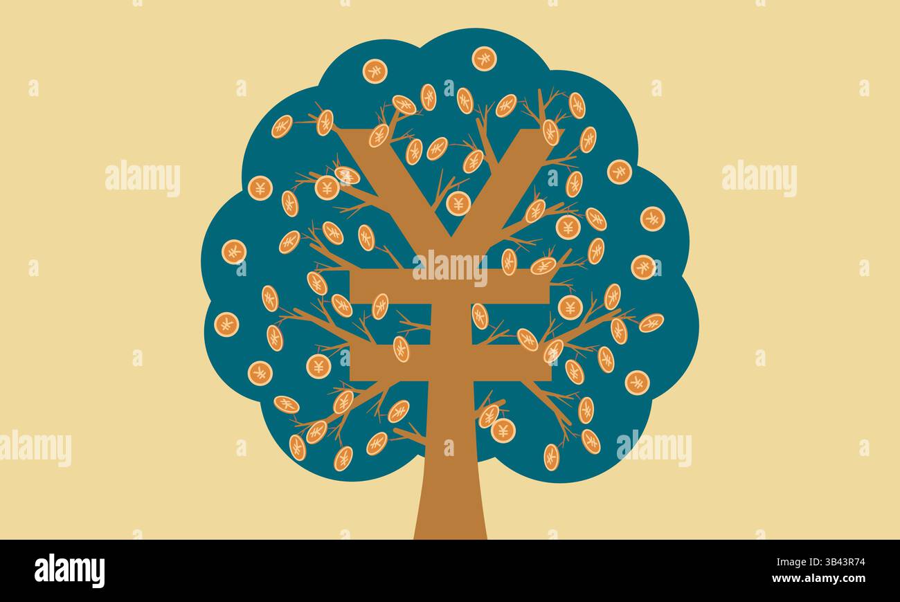 Vector concept illustration of RMB money tree Stock Vector Image & Art ...